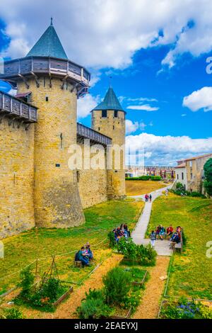 City of Carcasson, France provence, Fortified city of Catcason, south ...