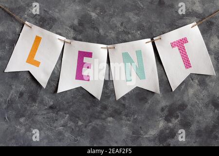 white cloth banner with word lent on white wood background Stock Photo ...