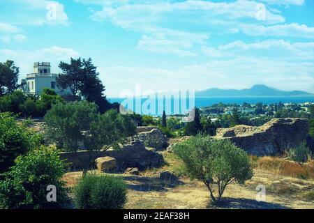 Archaeological excavations on the hill Byrsa in ancient Carthage. Roman ...