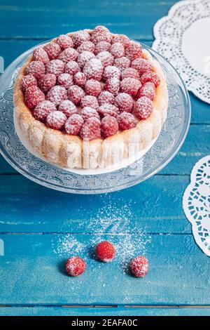 Delicious french Charlotte cake with raspberries and savoiardi biscuits ...
