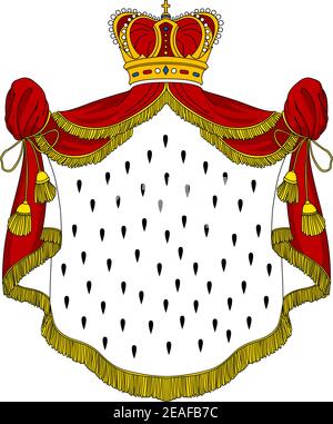 Medieval heraldic royal mantle with crown. Kings blazon, monarch coat ...