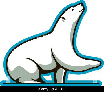 A cute angry blue bear cartoon character isolated on the white ...