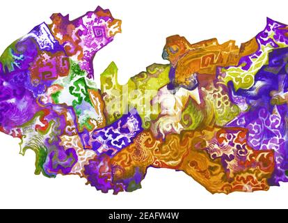 Watercolor tribal boho style background. Texture brush paint drawing ...