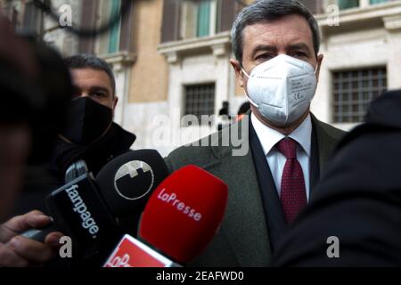 Deputy of Partito Democratico Andrea Orlando (L) and General Secretary ...