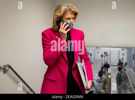 Sen. Lisa Murkowski (R-Alaska) walks with Senate Majority Whip John ...