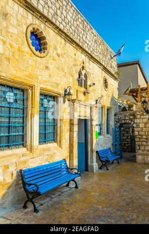 Entrance to an orthodox synagogue, Safed (also Tsfat), Galilee, Israel ...