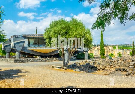 modern church inside of the Capernaum complex in Israel Stock Photo - Alamy