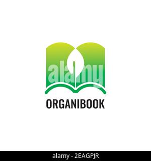 leaf green book logo. education logo design concept template Stock ...