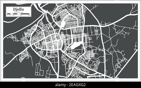 Djelfa Algeria City Map in Retro Style in Black and White Color ...
