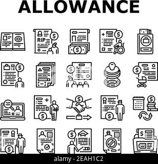 Allowance Finance Help Collection Icons Set Vector Stock Vector Image ...