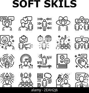 Soft Skills icons set collection. Includes simple elements such as Team Spirit, Empathy ...