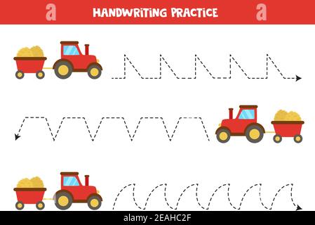 Vector on the farm handwriting practice worksheet. Rural printable ...
