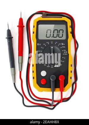 Generic digital multimeter isolated on white background. 3D ...