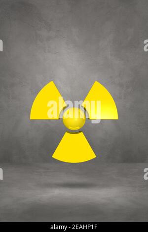 Radioactive symbol isolated on a concrete studio background. 3D ...