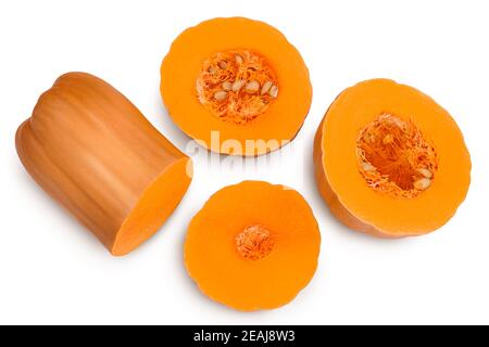 butternut squash piece isolated on white background with full depth of ...