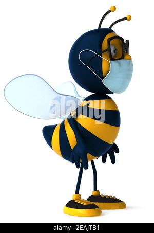 3D Illustration of a cartoon bee with a mask Stock Photo - Alamy