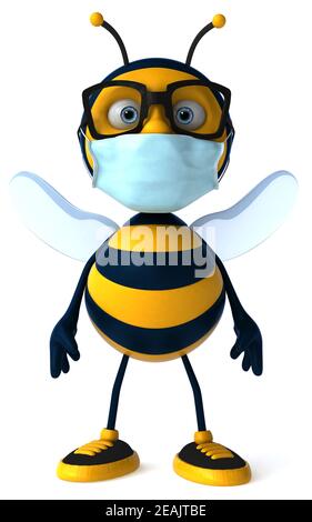 3D Illustration of a cartoon bee with a mask Stock Photo - Alamy