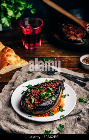 Eggplant stuffed with meat Stock Photo - Alamy