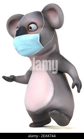 Fun 3D cartoon koala with a mask Stock Photo - Alamy