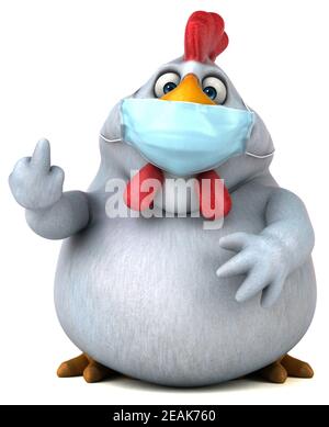 Fun 3D cartoon chicken with a mask Stock Photo - Alamy
