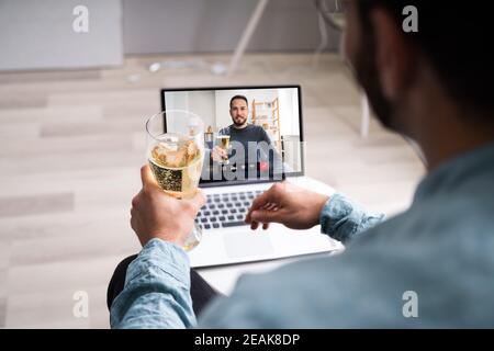 Virtual Online Beer Drinking Event And Video Conference Stock Photo - Alamy