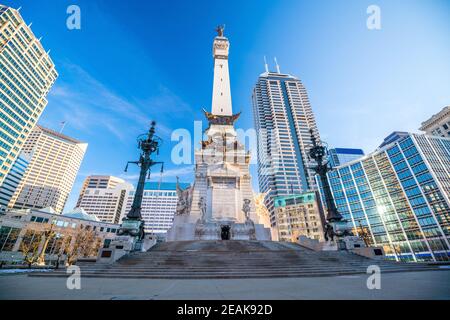 Downtown Indianapolis skyline with blue sky Stock Photo - Alamy