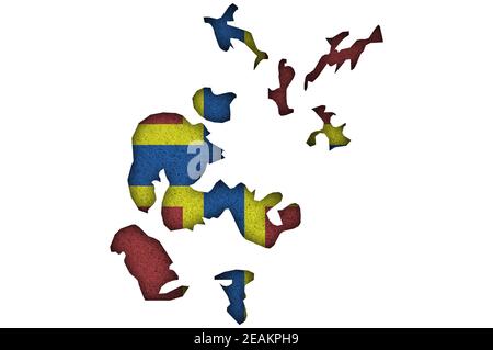Map of Orkney on background with flag Stock Photo - Alamy