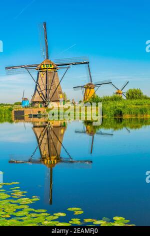 Kinderdijk windmills viewed during sunny summer day, Rotterdam ...