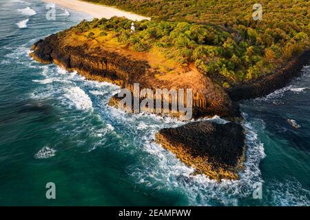 Aerial view of the Fingal Head Causeway rock formation near Tweed Heads ...
