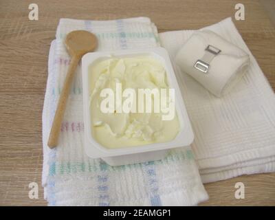 Household remedy quark compress, quark wrap Stock Photo - Alamy