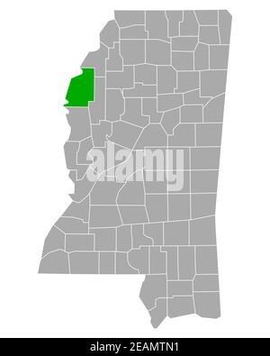 Map of Bolivar County in Mississippi state on white background. single ...