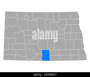 Map of Emmons County in North Dakota state on white background. single ...