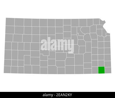 Map of Labette in Kansas Stock Photo - Alamy