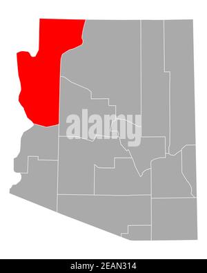 Map of Mohave County in Arizona state on white background. single ...