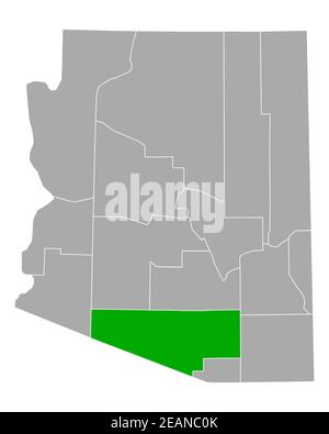 Map of Pima County in Arizona state on white background. single County ...