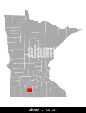 Map of Watonwan in Minnesota Stock Photo - Alamy