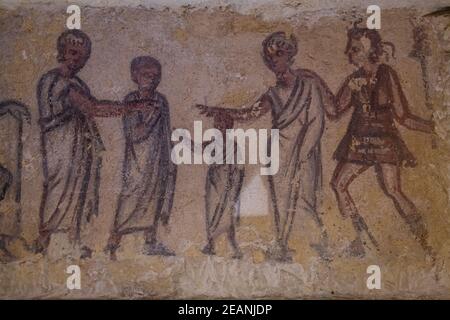 Beautiful wall paintings in the Necropolis of Tarchuna, Unesco world ...
