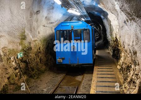 Funicular railway in Gausta (Gaustatoppen), highest mountain in Norway ...