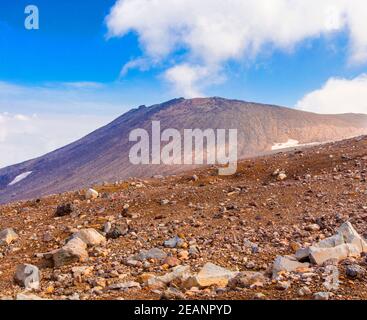The Stone plateau on the volcano Gorely on Kamchatka peninsula Stock ...