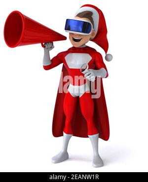Virtual reality glasses, VR with Christmas Santa hat. 3D rendering ...