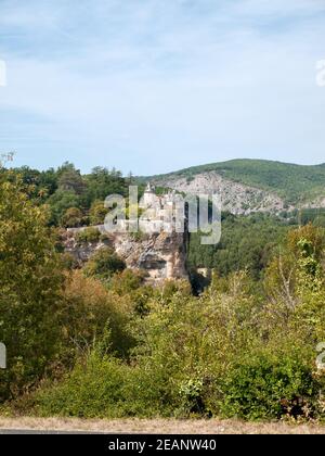 Castle of Belcastel in Lacave. Lot, Midi-Pyrenees, France Stock Photo ...