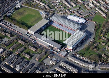aerial view of Turf Moor stadium, home of Burnley Football Club ...