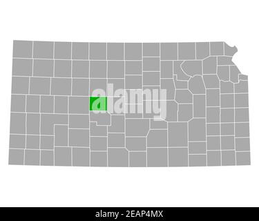 Map of Rush in Kansas Stock Photo - Alamy