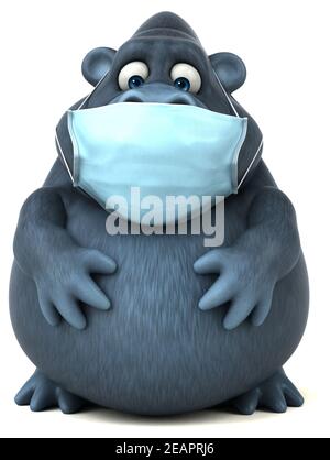 Fun 3D cartoon gorilla with a mask Stock Photo - Alamy