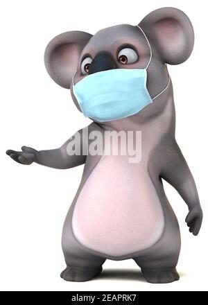 Fun 3D cartoon koala with a mask Stock Photo - Alamy
