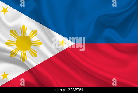 National flag of Philippines: blue and red horizontal stripes, white ...