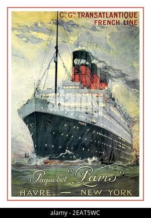 Vintage 1930’s French Line Steamship Cruise Ocean Liner Advertising ...