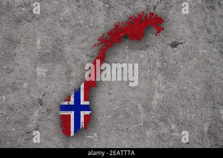 Map of Norway on weathered concrete Stock Photo - Alamy