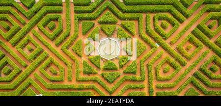 Segovia Spain: Aerial view of a hedge maze on the grounds of the ...