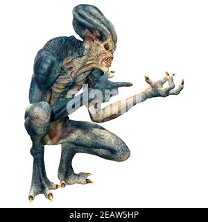 3D rendering of a blue alien isolated on white background Stock Photo ...